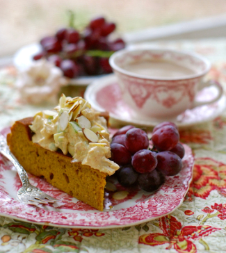curried chicken salad on pumpkin bread {tiara tea sandwiches} - ChinDeep